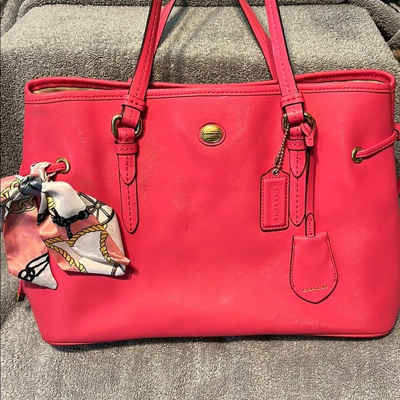Coach | Bags | Coach Pink Leather Tote Bag | Poshmark